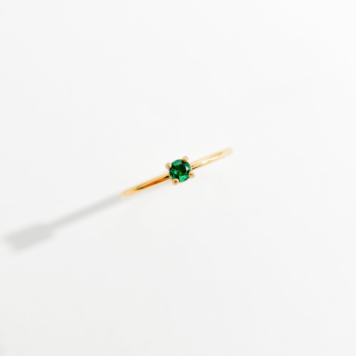 Mini Single Green Gem Ring in Gold | Flaire & Co.
