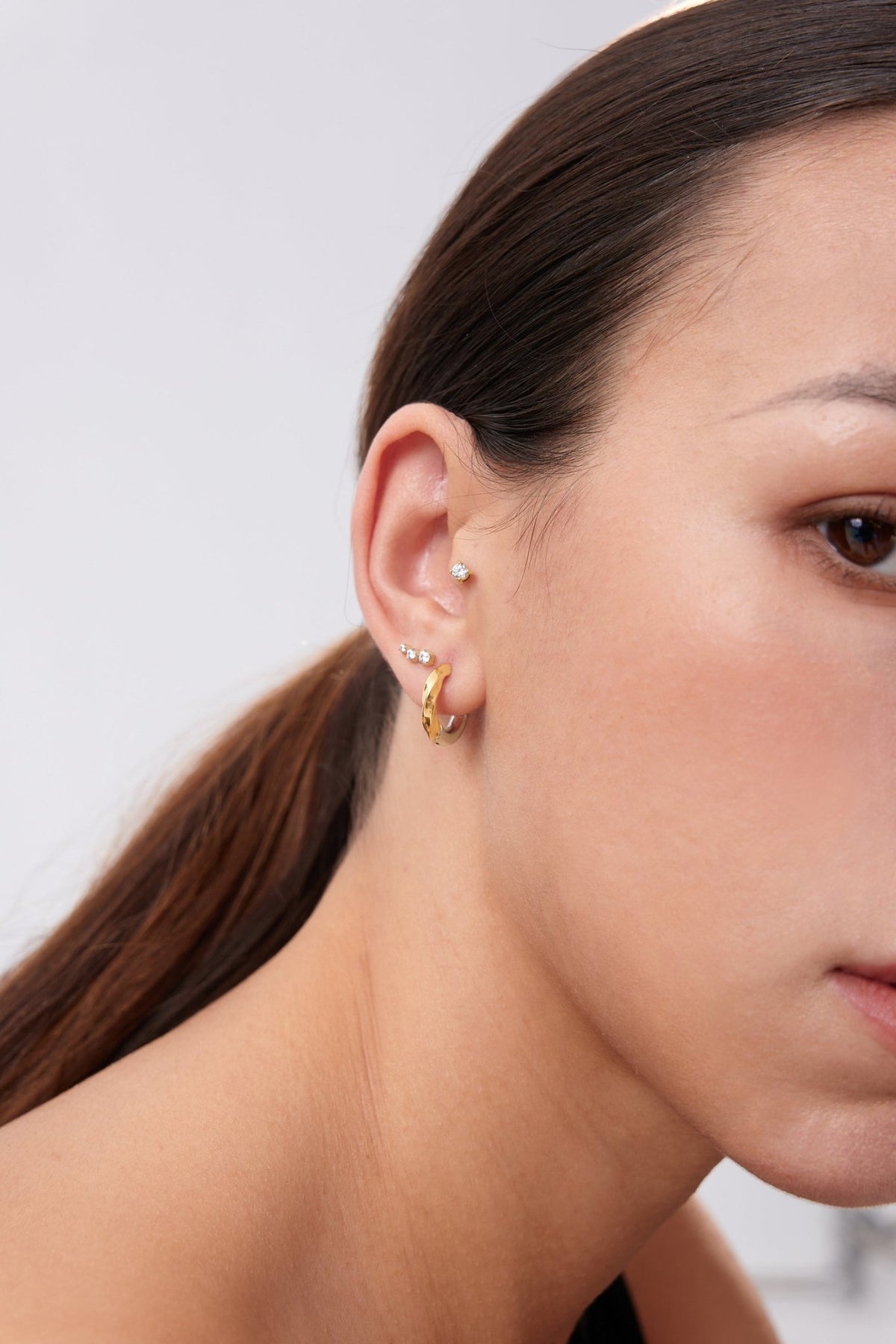 Trio Star Titanium Flat Back Stud (Single) | Flaire & Co.